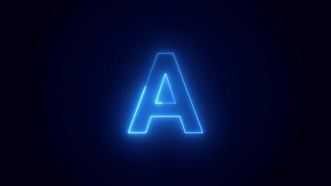 Animation Neon Light Blue Color Alphabet Stock Footage Video (100% ...