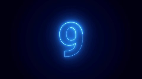 Animation Neon Light Blue Color Number Stock Footage Video (100% ...