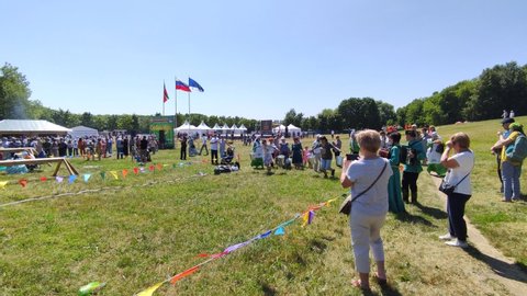 Bashkir Flag Waving On Top Yurt Stock Footage Video (100% Royalty-free ...