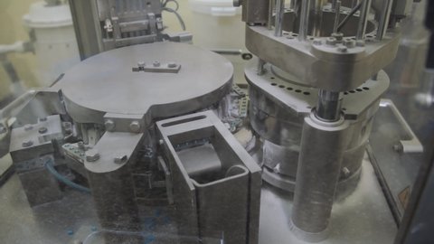 Automated Pharma Equipment Process Encapsulation Blue Stock Footage ...
