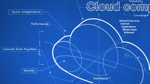 Cloud Computing Blueprint Concept Infographic Explainer Stock Footage ...