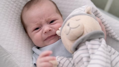 Dissatisfied Crying Upset Sad Newborn Baby Stock Footage Video (100% ...