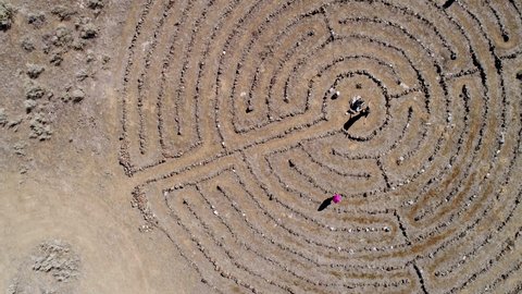Top Down View Labyrinth People Walk Stock Footage Video (100% Royalty ...