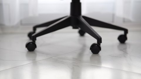 Closeup Shot Office Chair Rolling On Stock Footage Video (100% Royalty ...