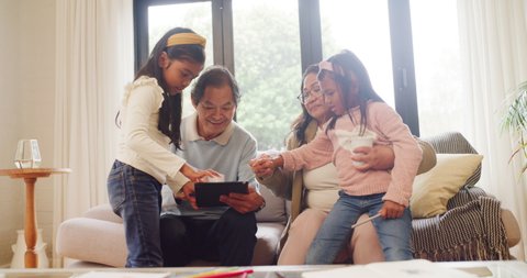 Grandparents Bonding Browsing Online On Digital Stock Footage Video ...