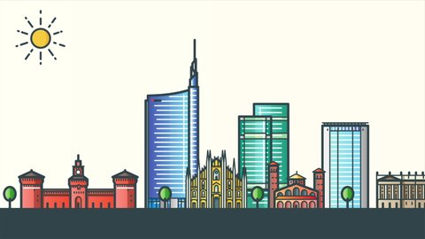 2d Animation Milan City Landmarks Stock Footage Video (100% Royalty ...