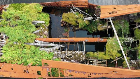 Aerial View Shipwreck Captain Bay Unalaska Stock Footage Video (100% ...