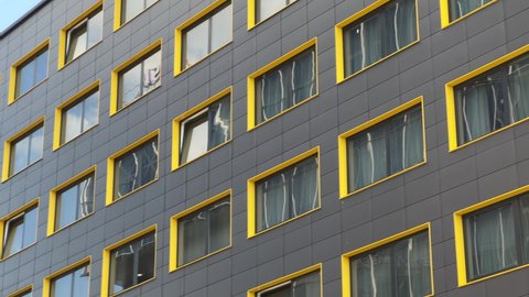 Building Exterior Black Aluminum Cladding Yellow Stock Footage Video ...