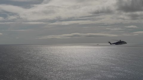Helicopter Flying Over Ocean Side Shot Stock Footage Video (100% ...