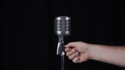 Turing On Microphone Tapping Test Audio Stock Footage Video (100% ...