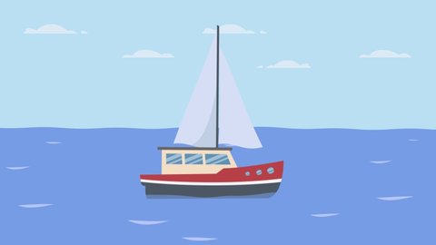 Sailing Boat Animation Moving On Sea Stock Footage Video (100% Royalty ...