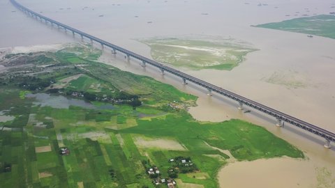 Aerial View Padma Bridge Over Padma Stock Footage Video (100% Royalty ...