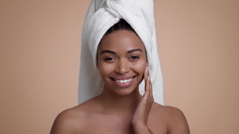 Skin Pampering Close Portrait Young African Stock Footage Video (100% ...