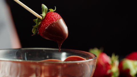 Strawberry Melted Chocolate Closeup Melting Chocolate Stock Footage ...