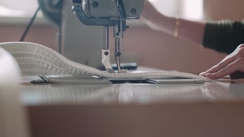 Seamstress Working Sewing Clothes Sewing Machine Stock Footage Video ...