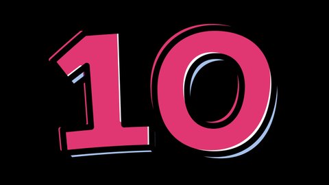 10 Seconds Countdown Transparent Background Alpha Stock Footage Video ...