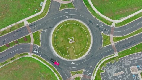 Aerial Top View Roundabout Lake Park Stock Footage Video (100% Royalty ...