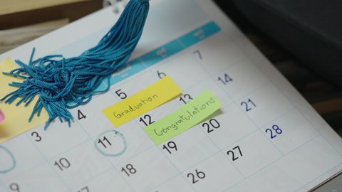 Graduation Cap On Paper Calendar Countdown Stock Footage Video (100% ...