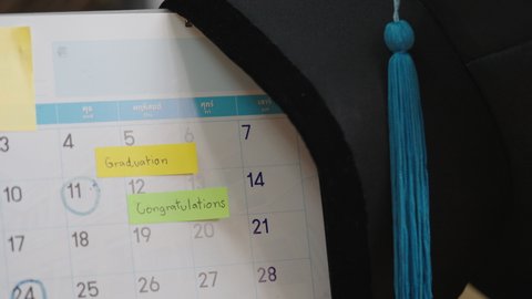 Graduation Cap On Paper Calendar Countdown Stock Footage Video (100% ...