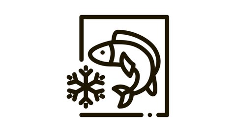 Frozen Fish Icon Animation Line Stock Footage Video (100% Royalty-free ...