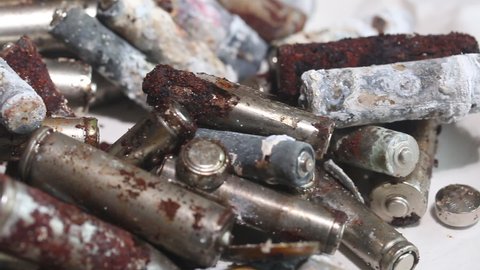 Batteries Corroded Traces Chemical Oxidation Camera Stock Footage Video ...