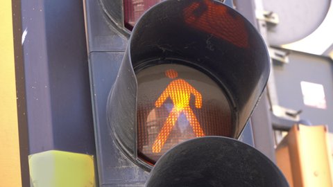 Flashing Amber Pedestrian Warning Light Pedestrian Stock Footage Video ...