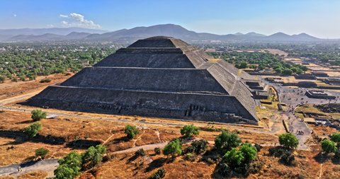Teotihuacan Mexico Aerial V2 Spectacular Drone Stock Footage Video 100