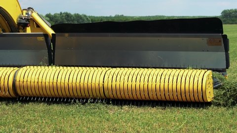 Tractor Hay Merger Attachment Working On Stock Footage Video (100% ...