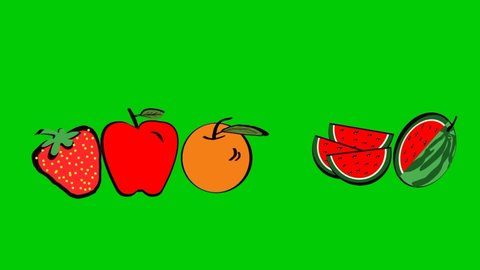 Green Screen Illustration Various Falling Fruits Stock Footage Video ...