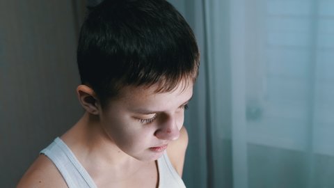 Portrait Guilty Talking Child Looking Down Stock Footage Video (100% ...