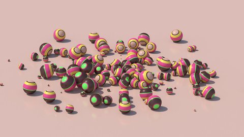 Group Colorful Striped Balls Rolling Abstract Stock Footage Video (100% ...