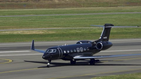 Closeup Private Bombardier Gulfstream G650er Jet Stock Footage Video ...