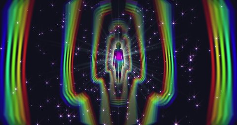 Looped 3d Animation Enlightenment Multicolored Energy Stock Footage ...