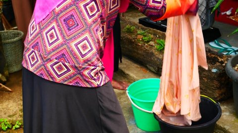 Batik Fabrication Process Coloring Washing Than Stock Footage Video ...