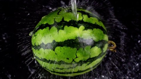 Water Falling On Watermelonblack Background Stock Footage Video (100% ...