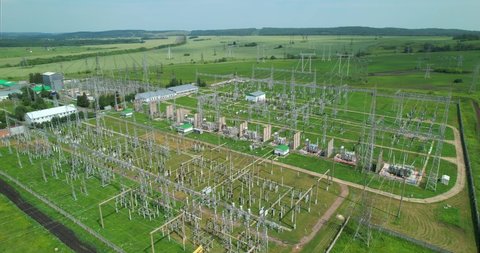 Electrical Substation Aerial View Electrical Installation Stock Footage ...