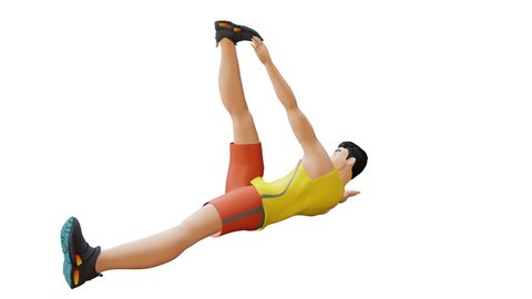 Man Character Doing Star Crunch Exercise Stock Footage Video (100% ...