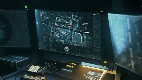 High Tech Security Satellite Control Panel Stock Footage Video (100% ...