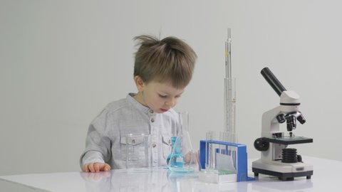 Cute Little Boy Playing Scientist Research Stock Footage Video (100% ...