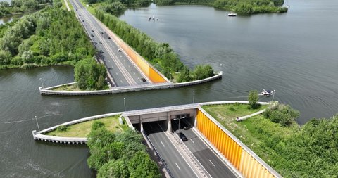 Aqueduct Water Bridge Veluwemeer Near Harderwijk Stock Footage Video ...