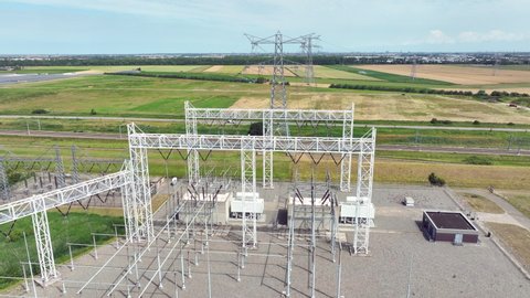 Electrical Substation High Voltage Primary Power Stock Footage Video ...