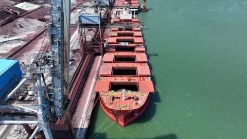 Cranes Unloading Commodities Bulk Carrier Ship Stock Footage Video (100% Royalty-free ...