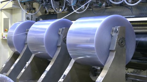 Roll Clear Plastic Sheet Manufacturing Process Stock Footage Video (100 ...