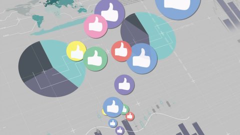 Multiple Like Icons Floating Over Statistical Stock Footage Video (100% ...
