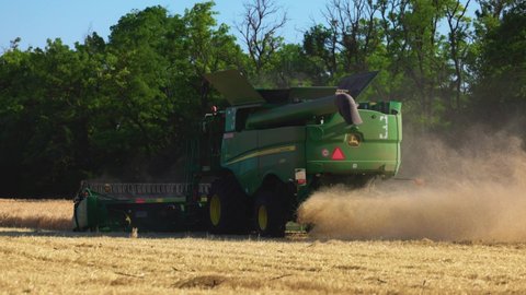 John Deere Harvester Works Field Combine Stock Footage Video (100% ...