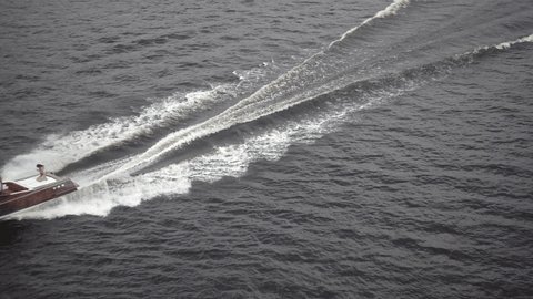 Footprint On Water Movement Boat Slow Stock Footage Video (100% Royalty ...