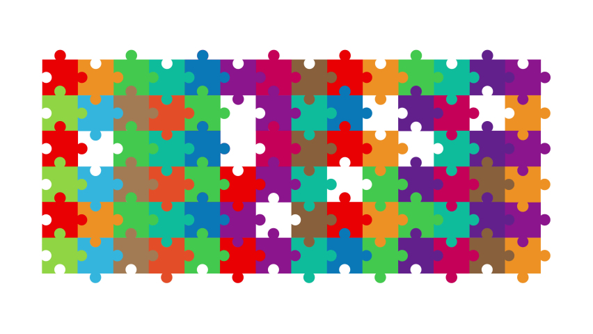 Template animation of evenly spaced puzzle symbols of different sizes ...