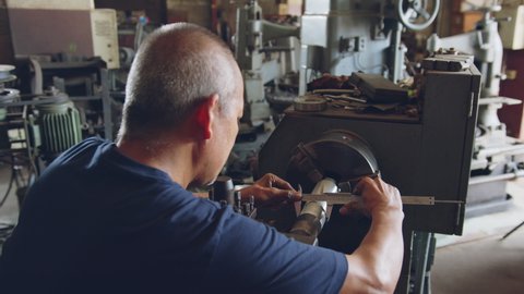 Technician Asia Worker Using Vernier Caliper Stock Footage Video (100% ...