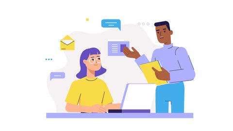 Office Workers Characters Animation Coworking Space Stock Footage Video ...