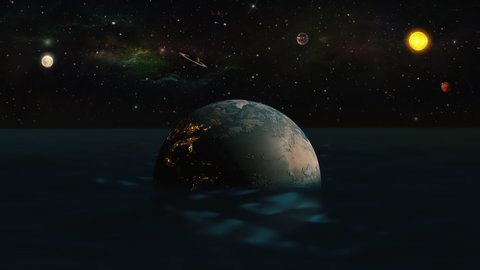 Earth Floating Ocean Water Planets Space Stock Footage Video (100% ...